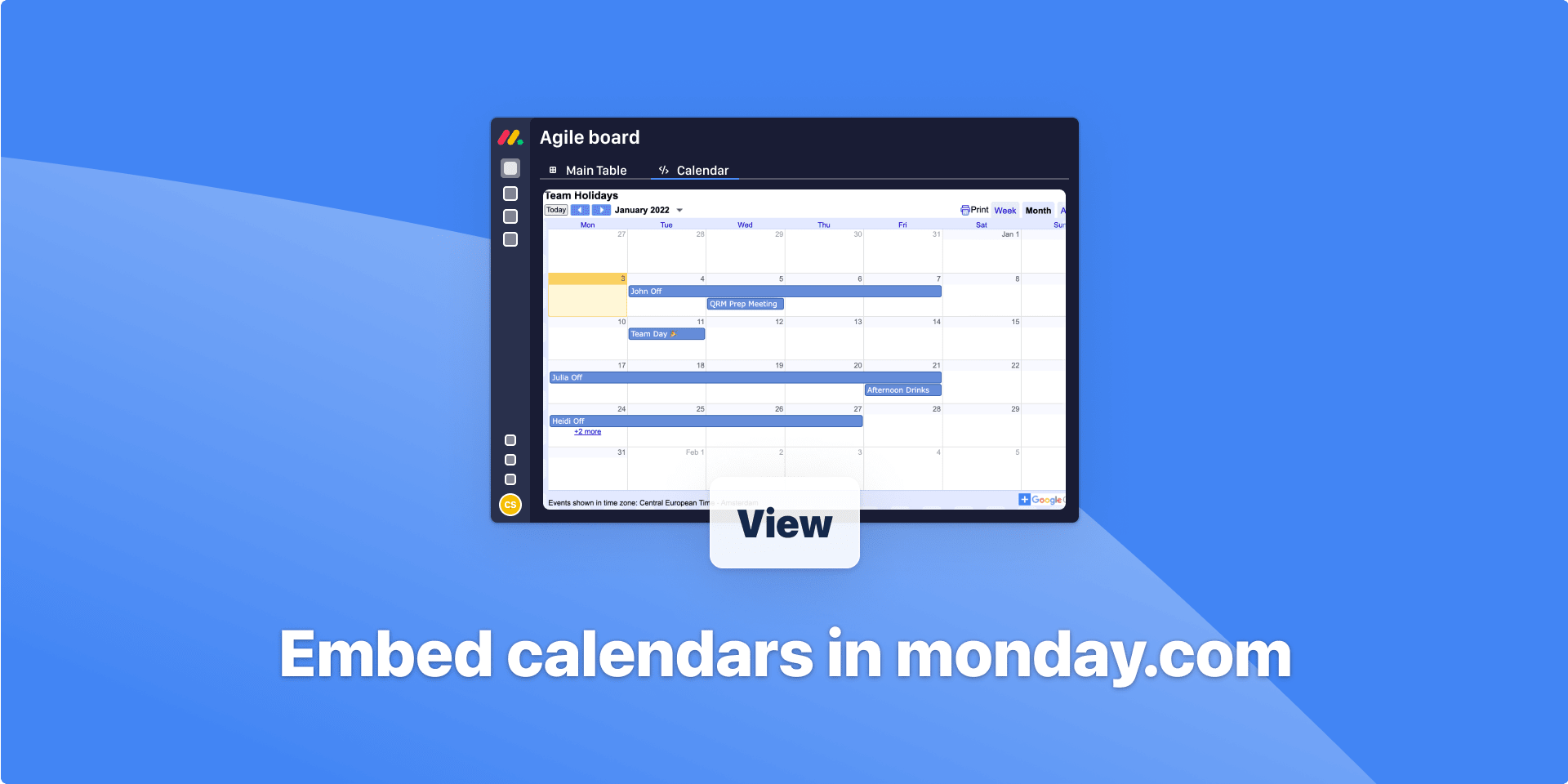 Google Calendar Embedded • apps for monday.com